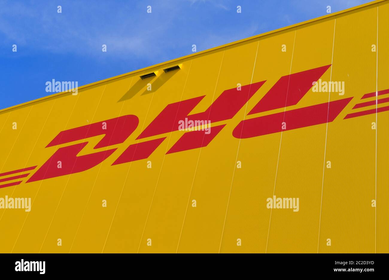 Ludwigsfelde, Germany. 17th June, 2020. The logo of Deutsche Post's DHL ...