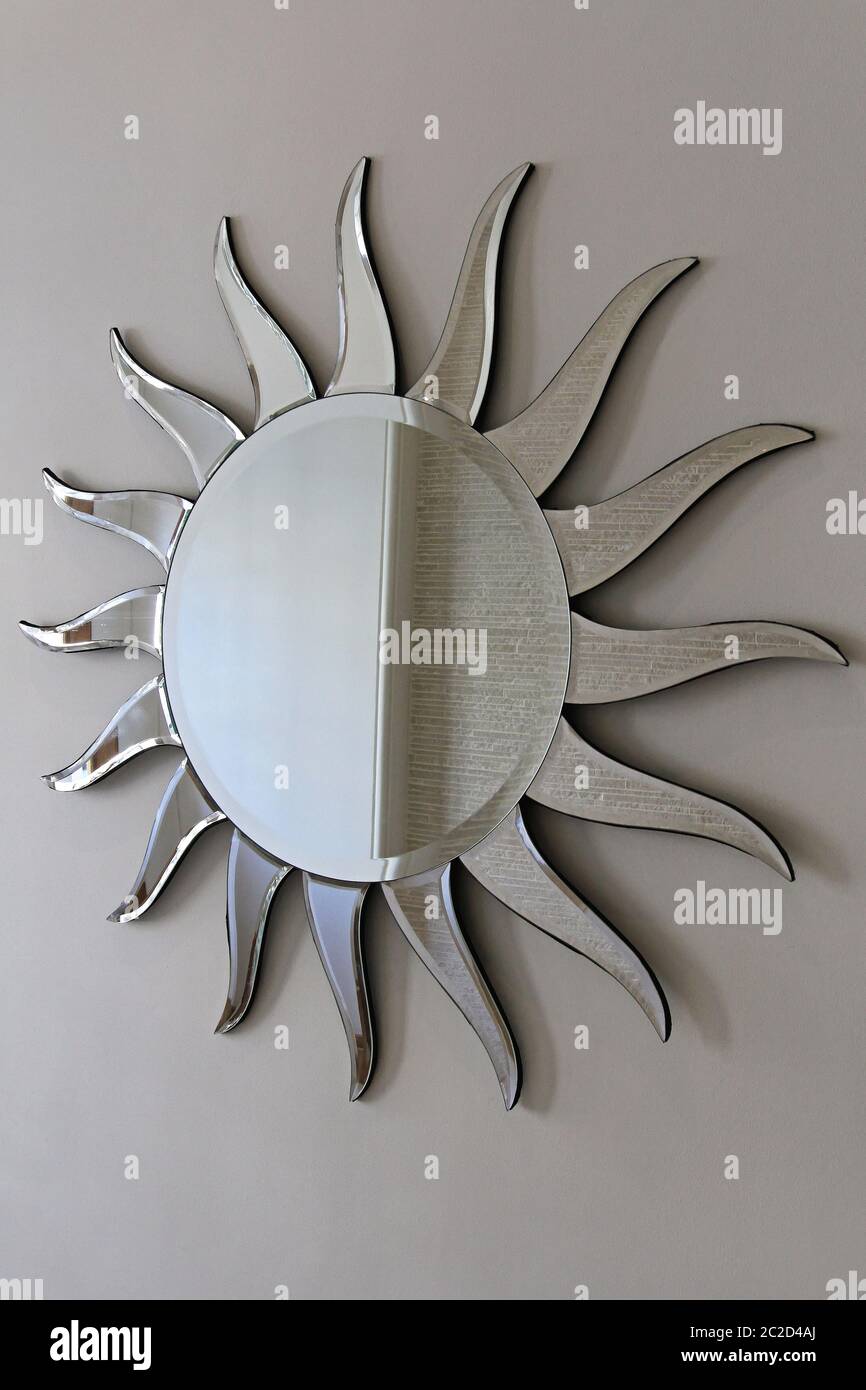 Wall Mirror in Sun Shape With Rays Stock Photo - Alamy