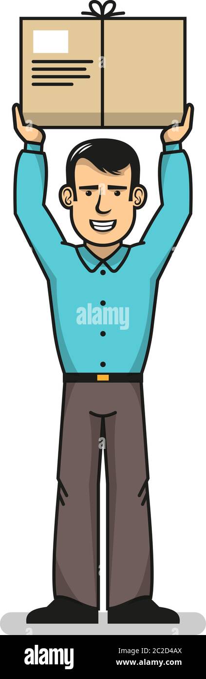 Delivery man box Stock Vector Images - Alamy