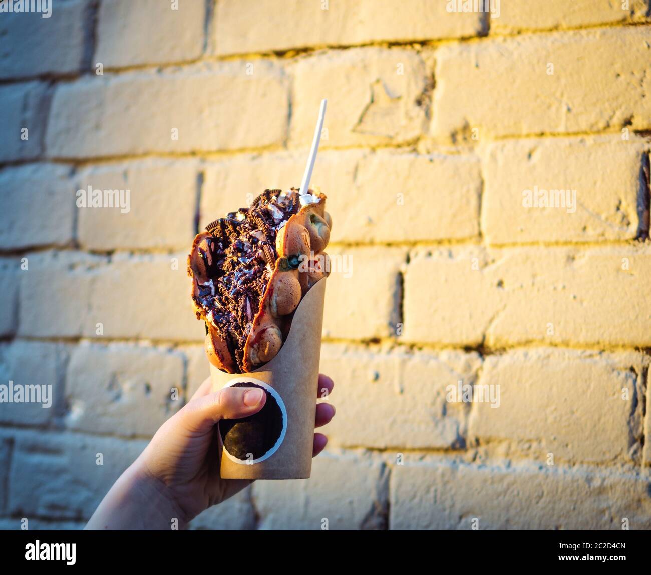 Hong Kong waffles or bubble wafer in hand Stock Photo - Alamy