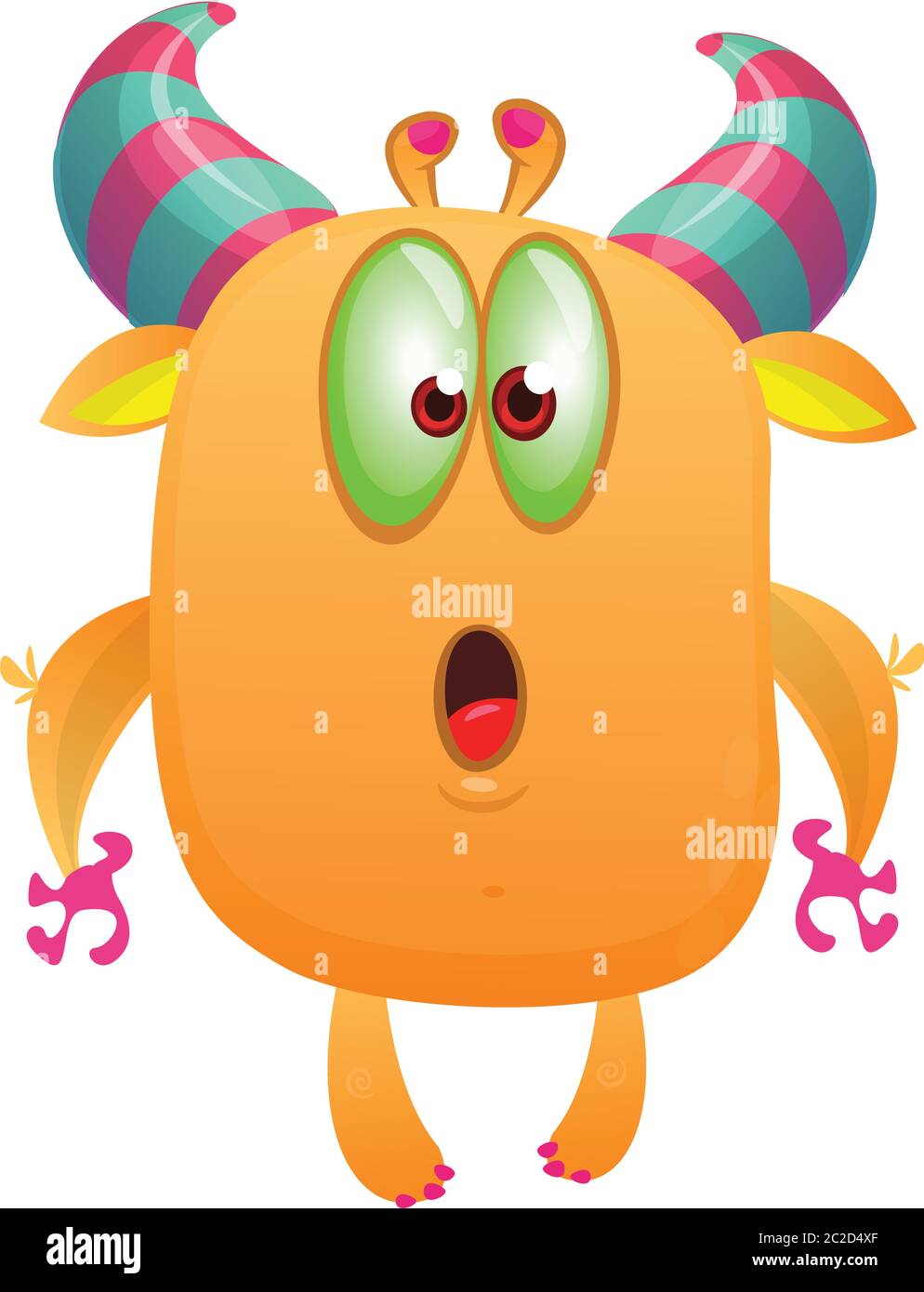 Cute and funny surprised monster. Vector illustration Stock Vector Image & Art - Alamy