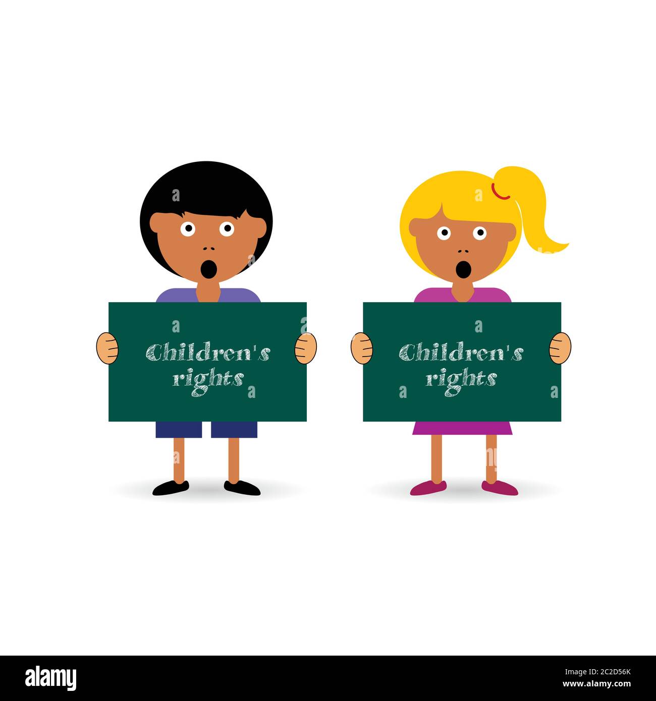 children holding card with rights illustration in colorful Stock Vector ...