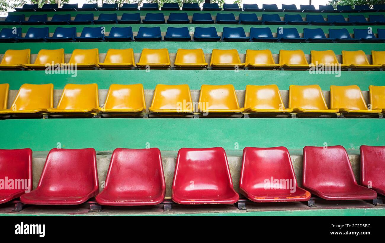 seats stand line plastic row chair seating Stock Photo - Alamy