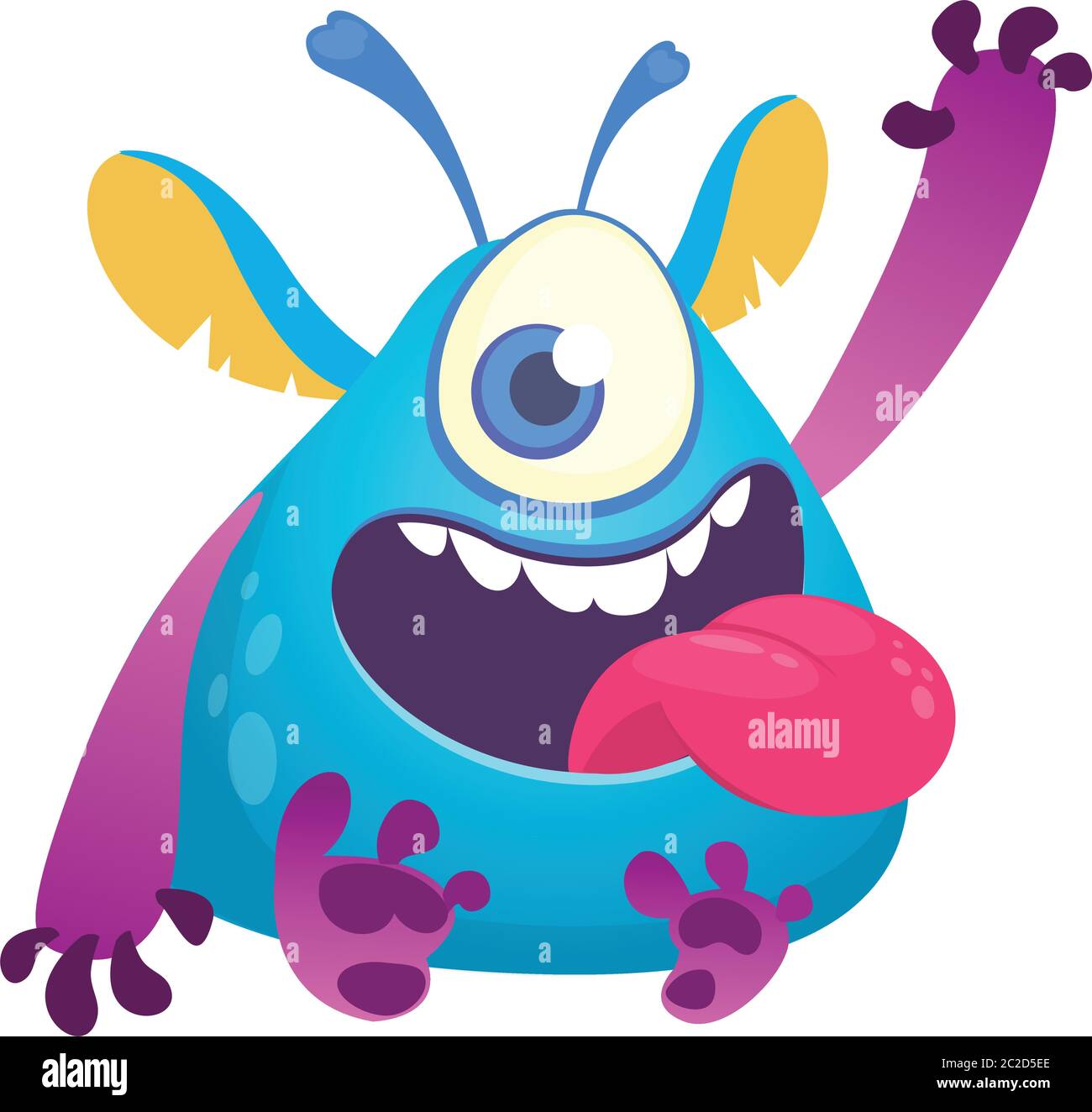 Cartoon one eyed monster showing tongue. Halloween monster character ...