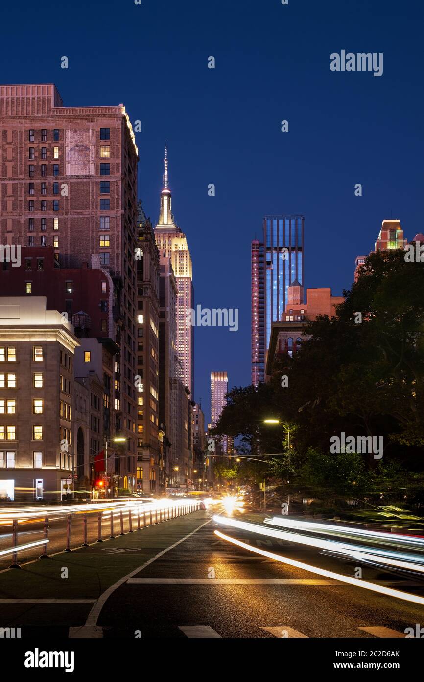 Empire State Building during sunset view from Madison Square Park in ...