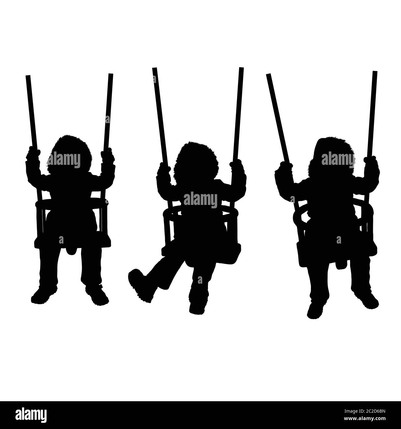 child on the swing is having fun black silhouette Stock Vector Image ...