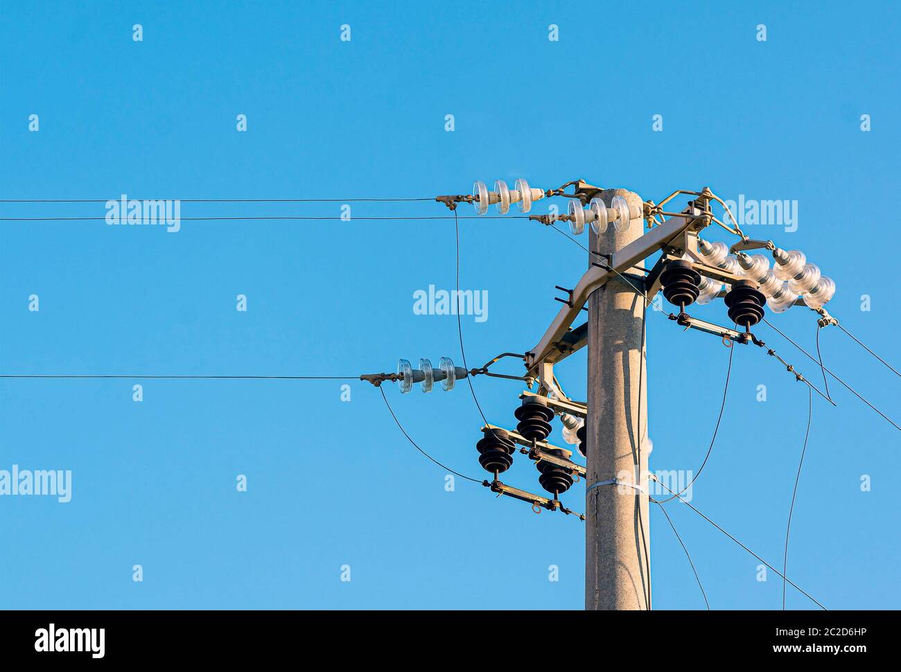 high voltage pylon. Transportation of high voltage electricity Stock ...