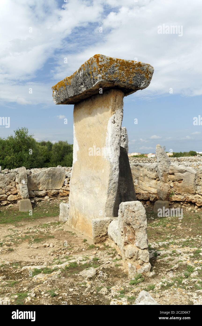 Standing stone or Taula and Taula enclosure, Trepuco, one of many ...