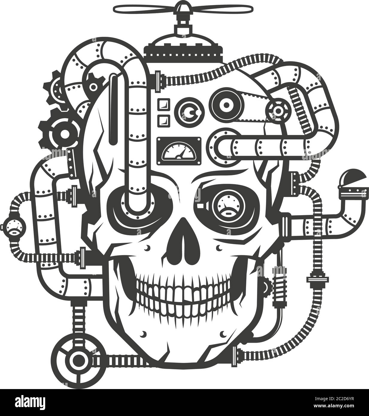 Steampunk cyborg skull Stock Vector Image & Art - Alamy