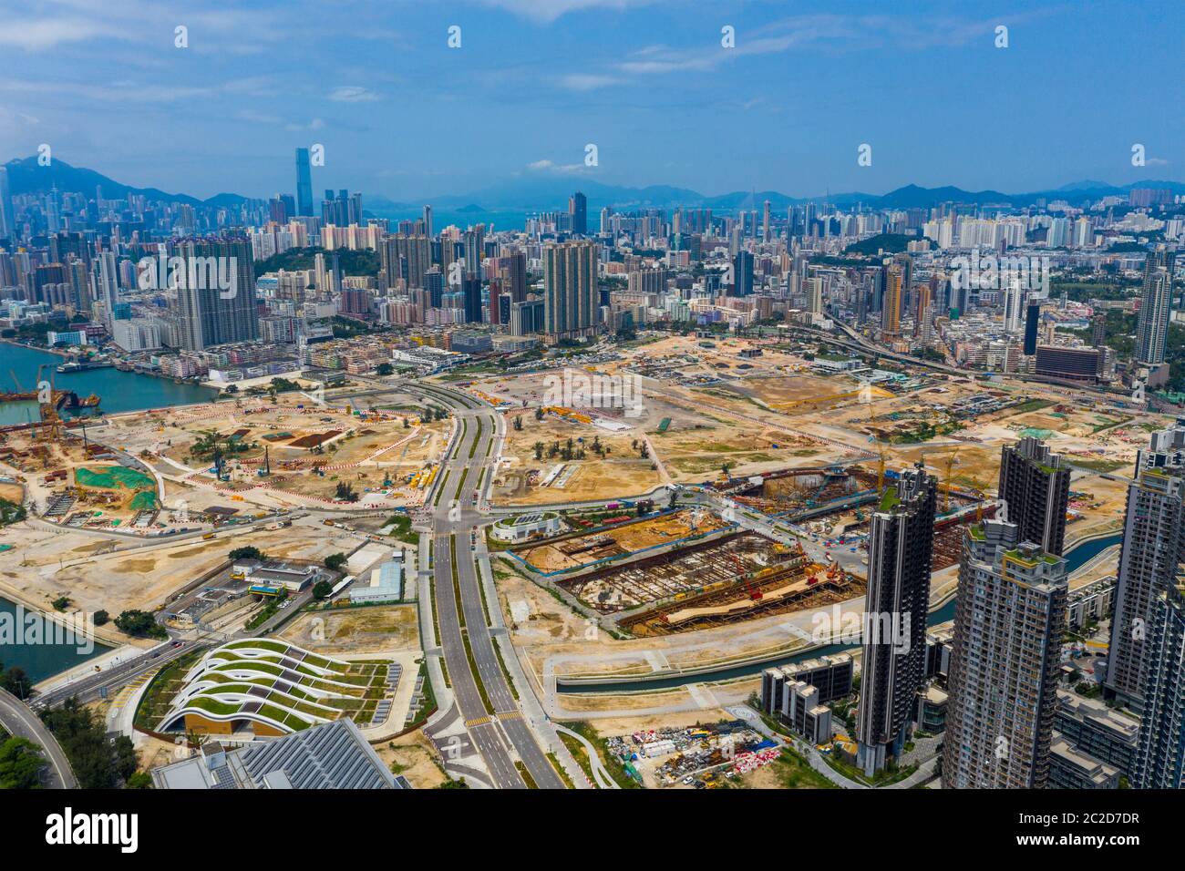 Kai Tak, Hong Kong 12 May 2019: Top view of Hong Kong construction site ...