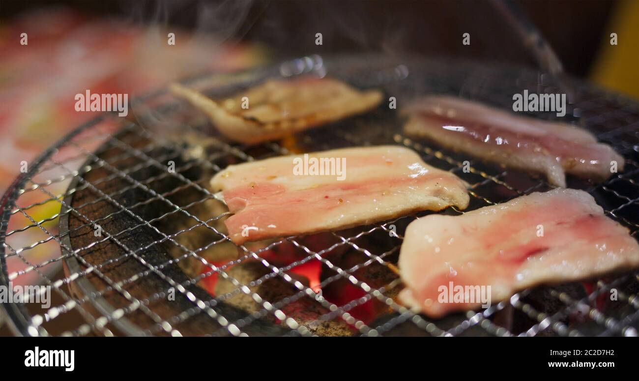 Japanese barbecue inside the restaurant Stock Photo - Alamy
