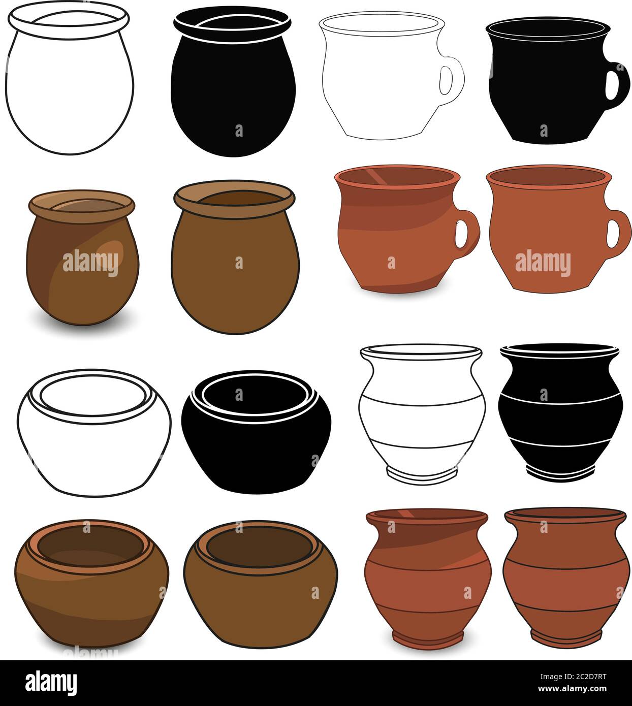 clay pot isolated, collection Stock Vector Image & Art - Alamy