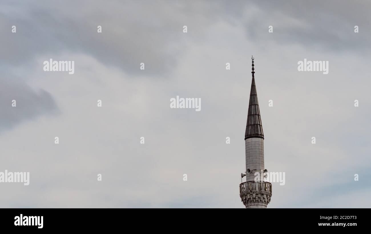 minaret with dark clouds in Turkey Stock Photo - Alamy
