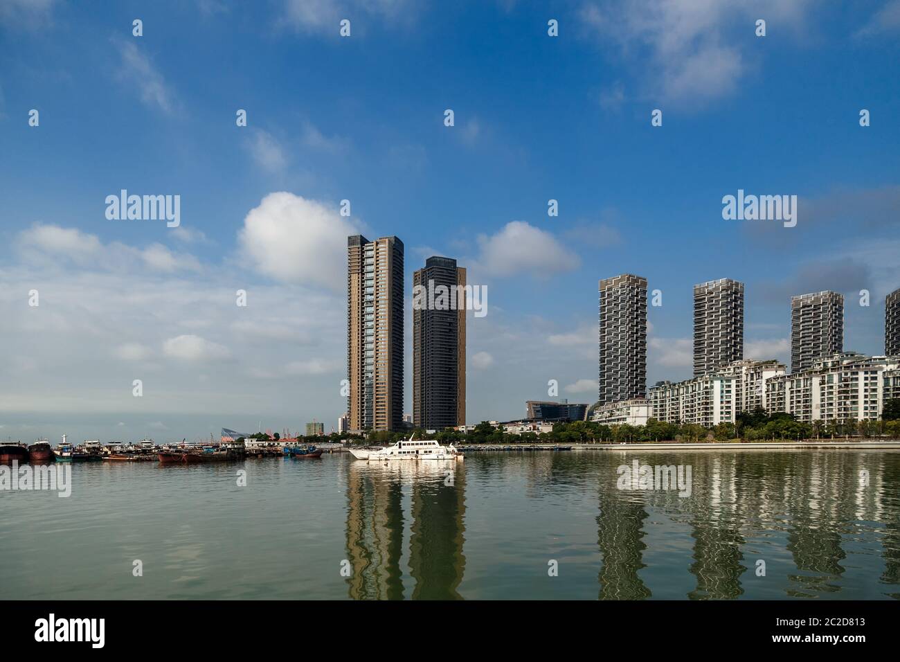 Residential municipal high-rise buildings of a megalopolis on the bay ...