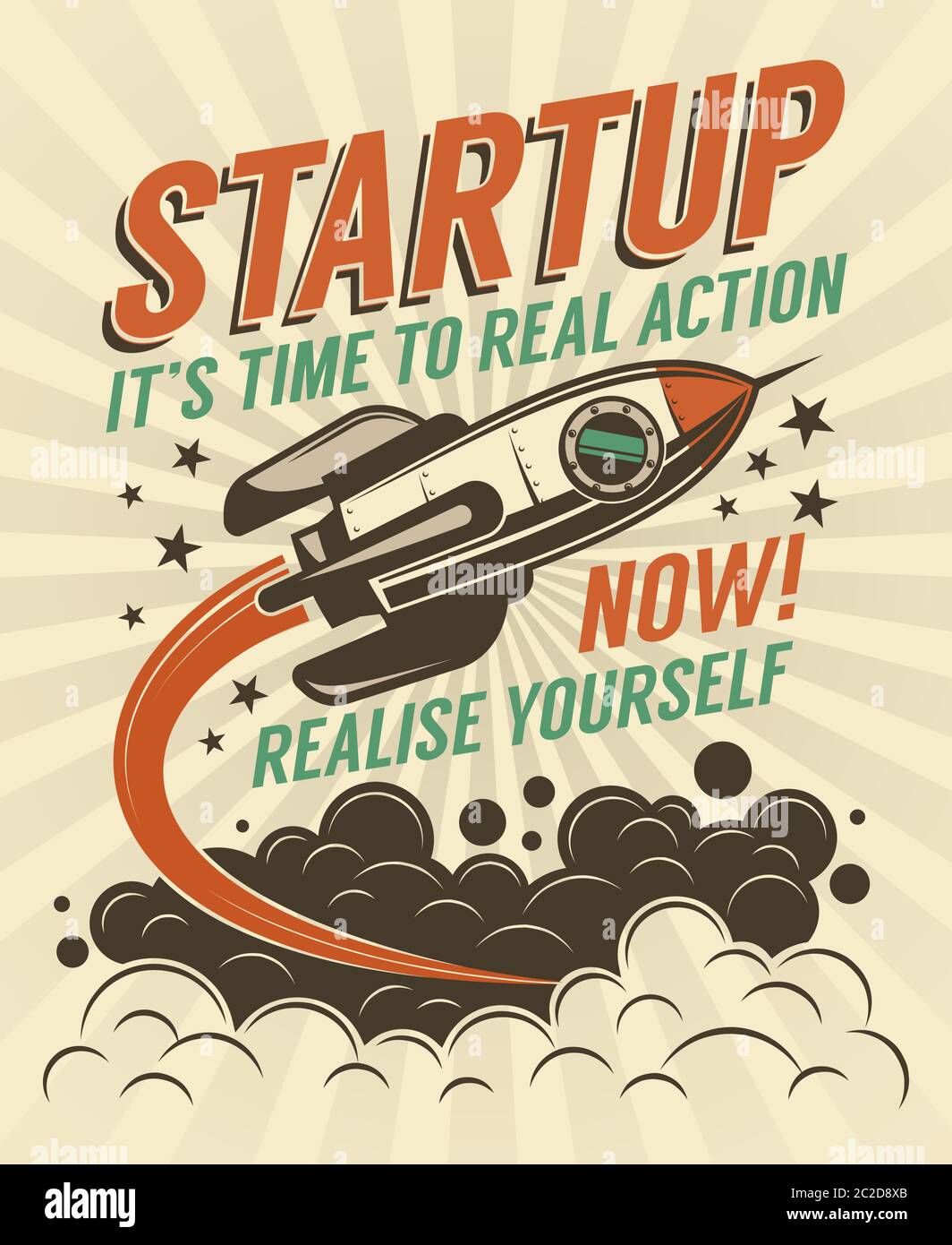 Retro rocket illustration hi-res stock photography and images - Alamy