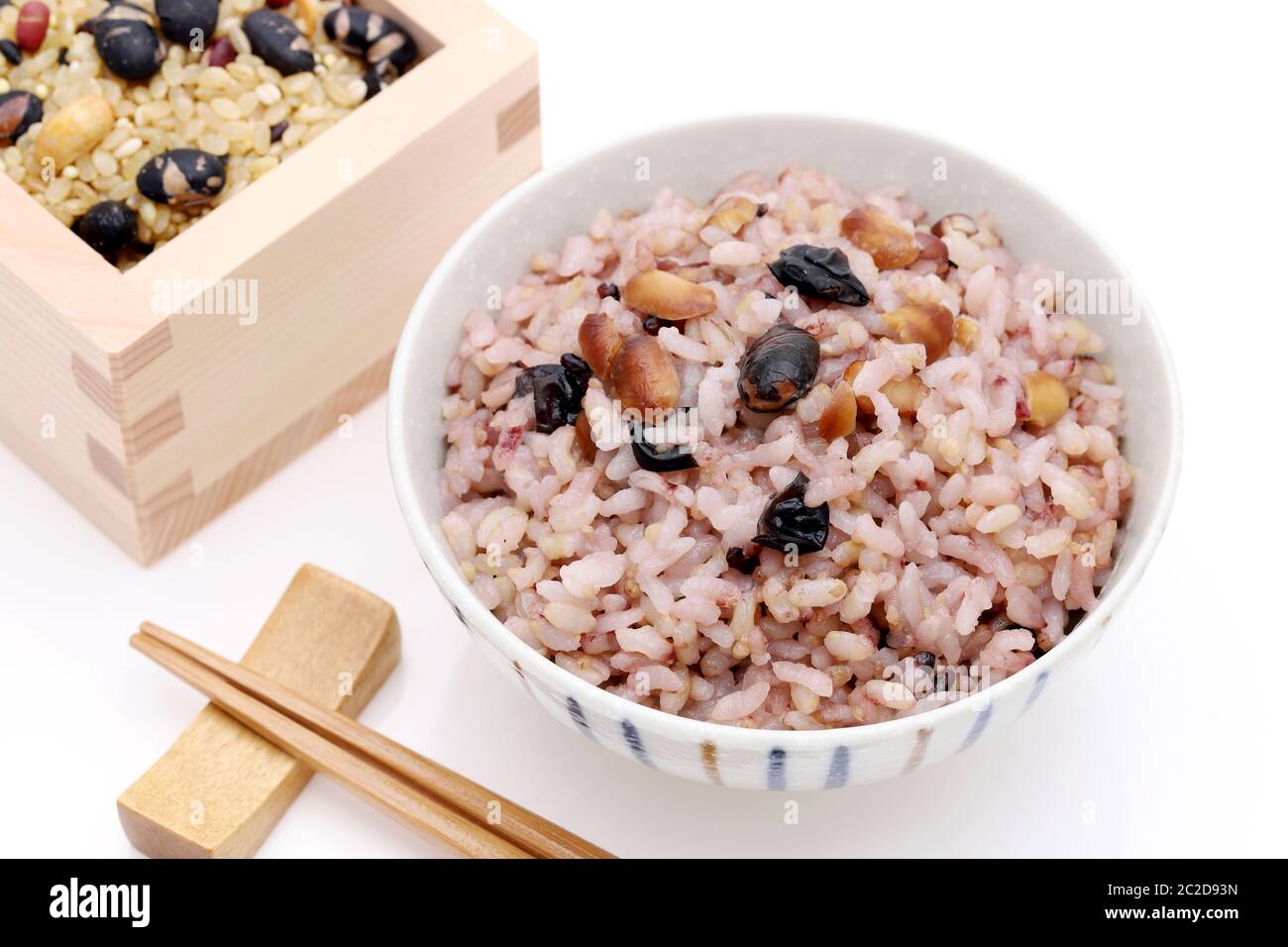 Japanese food, Gokoku Mai boiled rice on white background Stock Photo ...