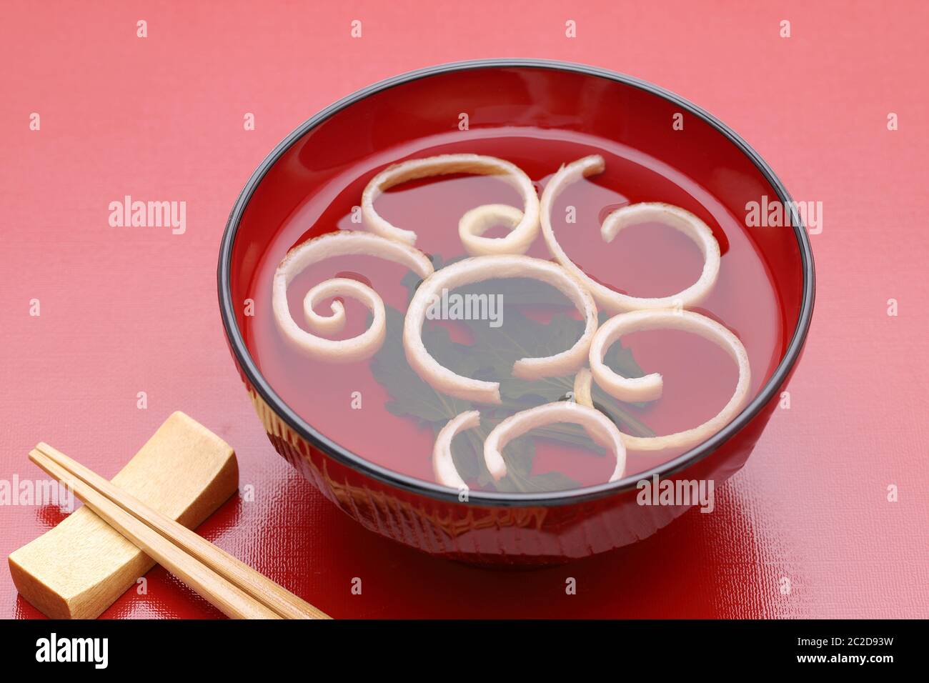 Japanese food, Osuimono soup of fu and vegetables in a bowl Stock Photo ...