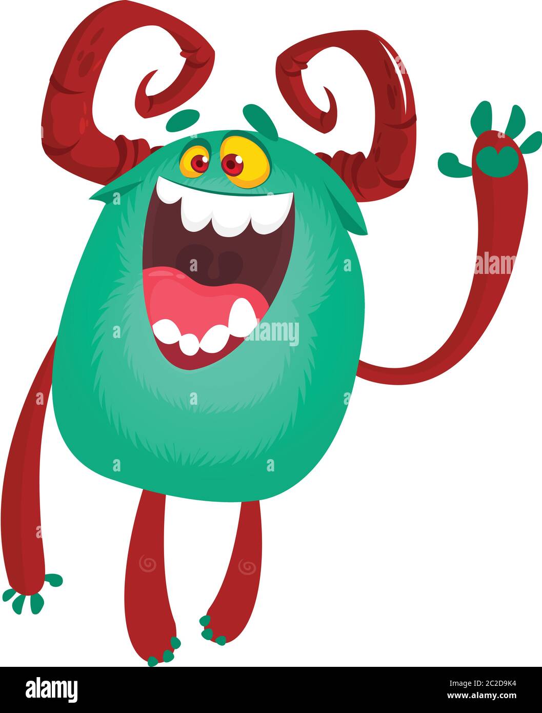 Happy excited cartoon monster. Vector illustration Stock Vector Image ...