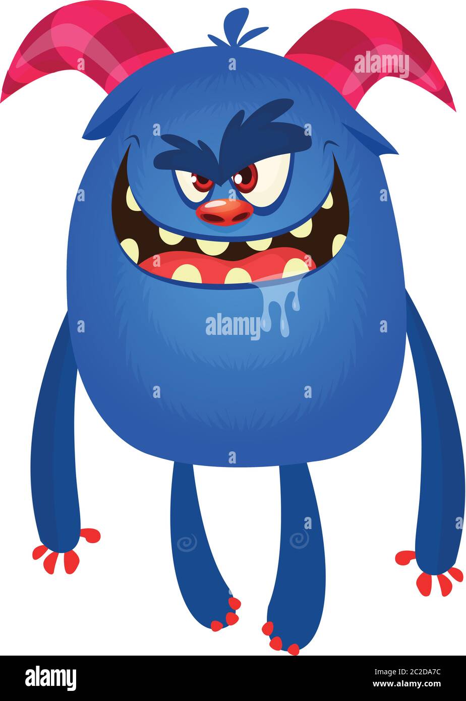 Angry cartoon blue monster. Halloween vector illustration Stock Vector ...