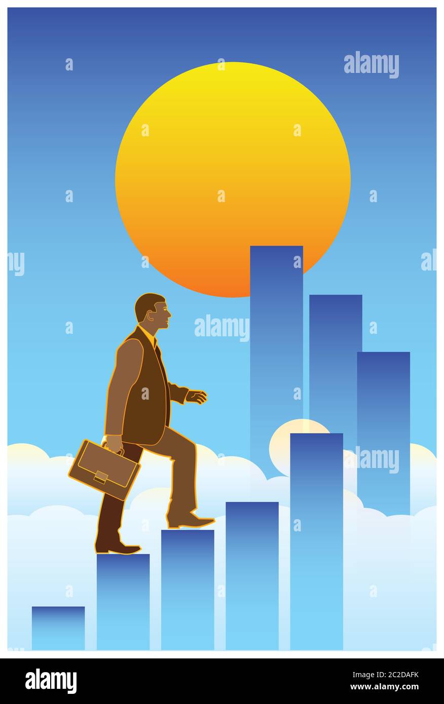 stylized vector illustration on the theme of progress, the path to ...