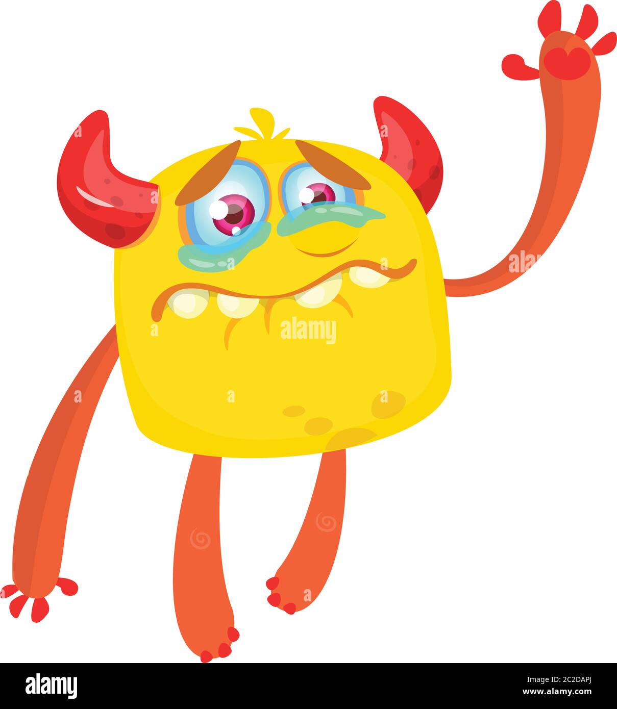 Crying monster character cartoon. Vector illustration of monster with ...