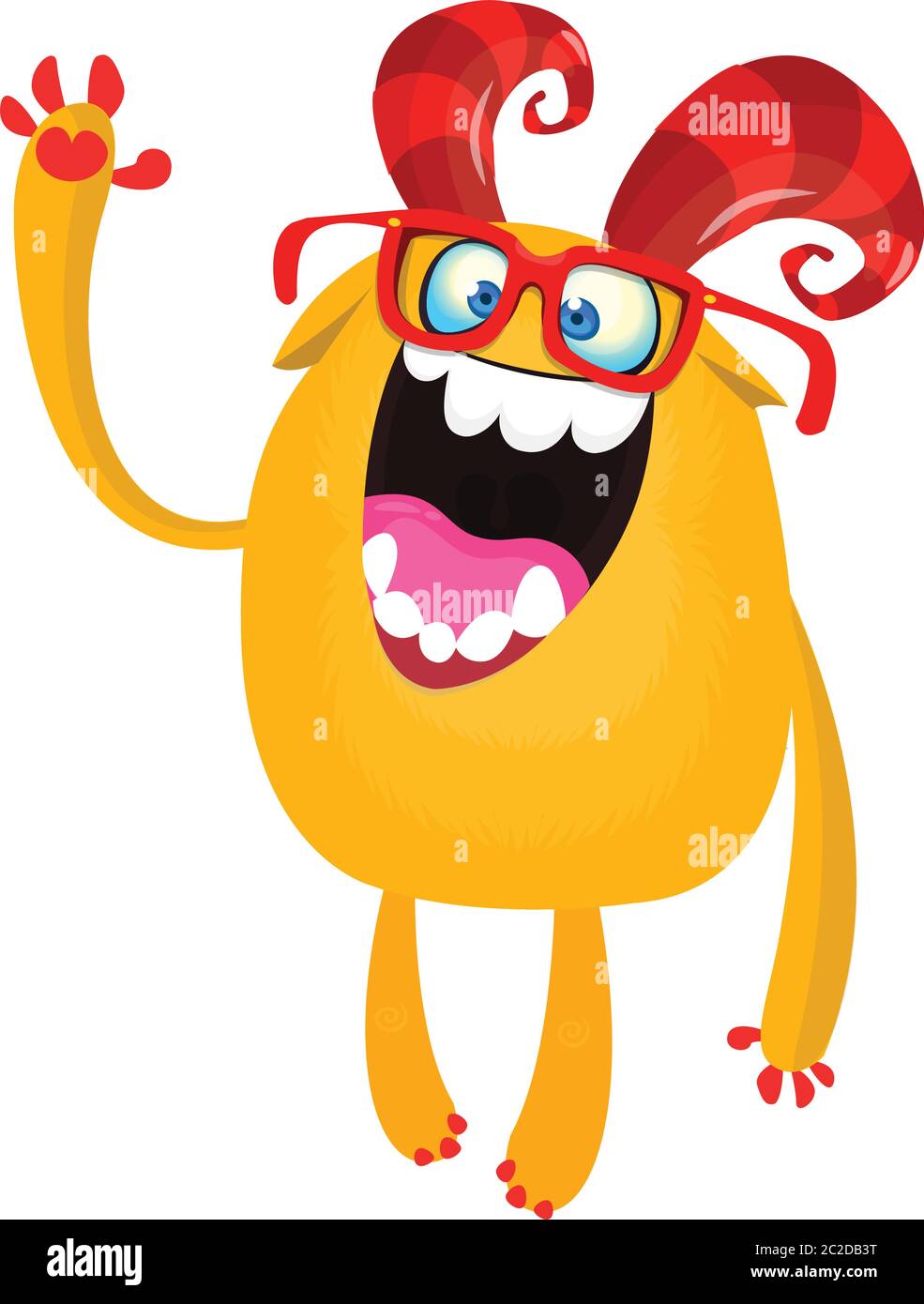 Cartoon smart monster wearing glasses. Vector illustration isolated ...