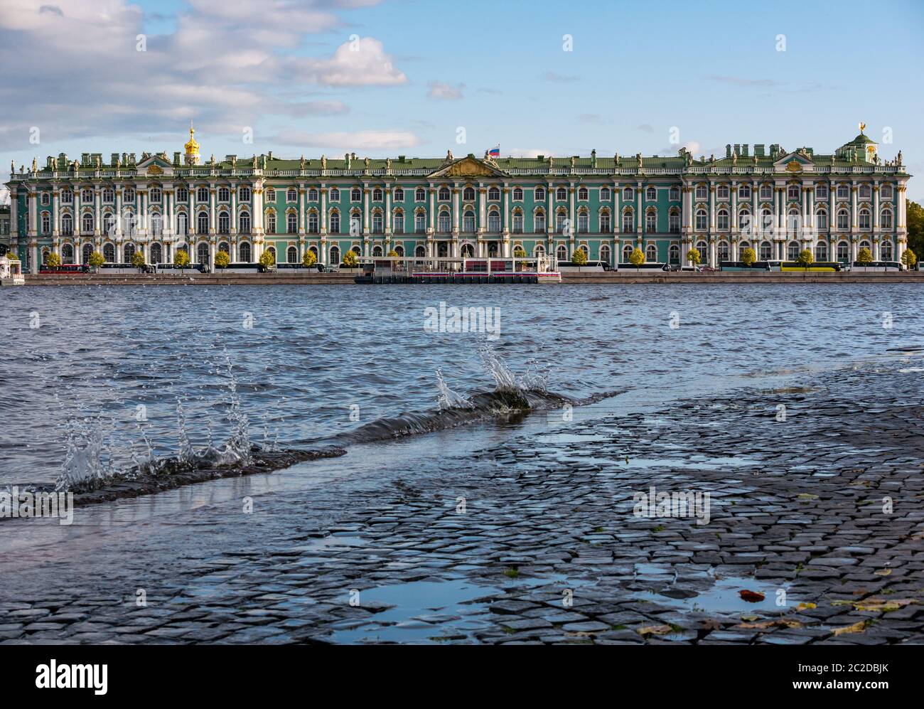 Birzhevoy Promenade on Neva River with view to Palace Embankment ...