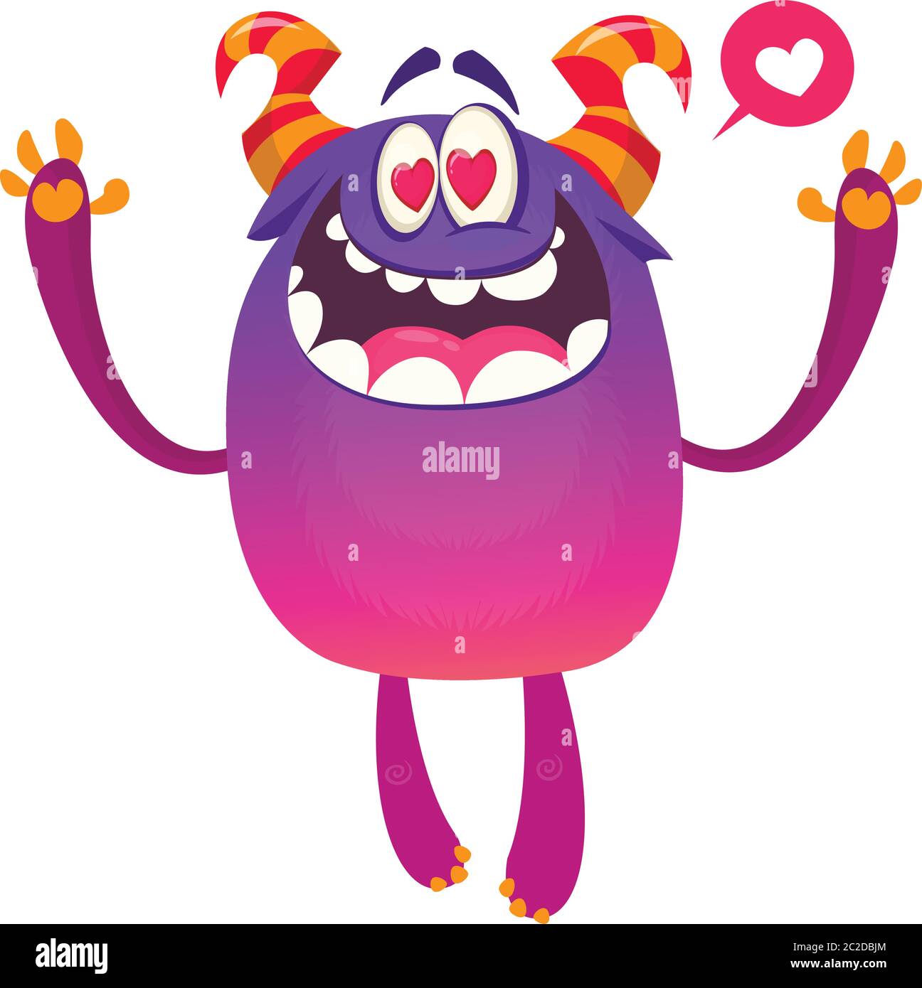 Funny cartoon monster in love. Vector illustration of cute monster for ...