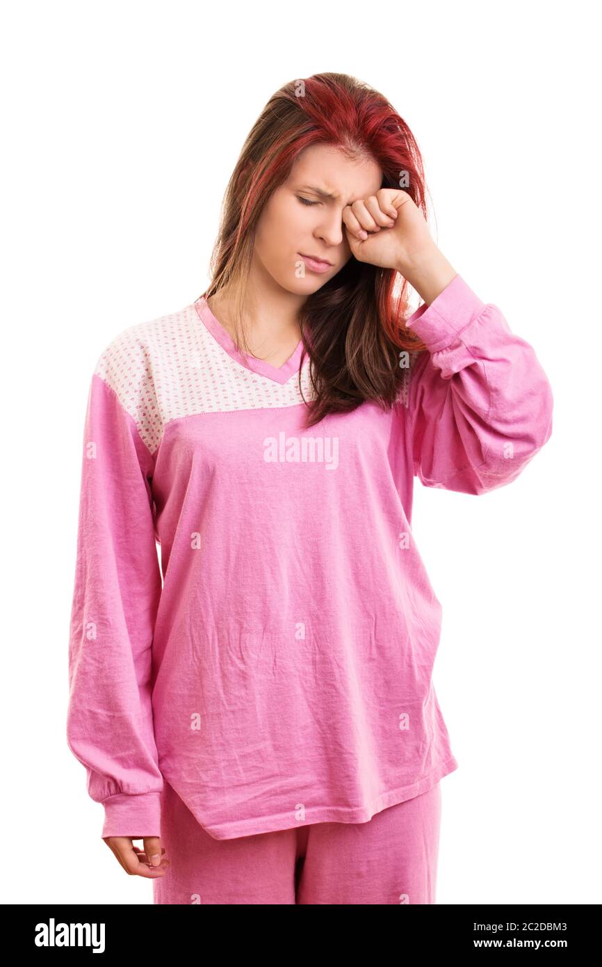 Leave me alone, I'm so sleepy. A portrait of a sleepy beautiful young ...