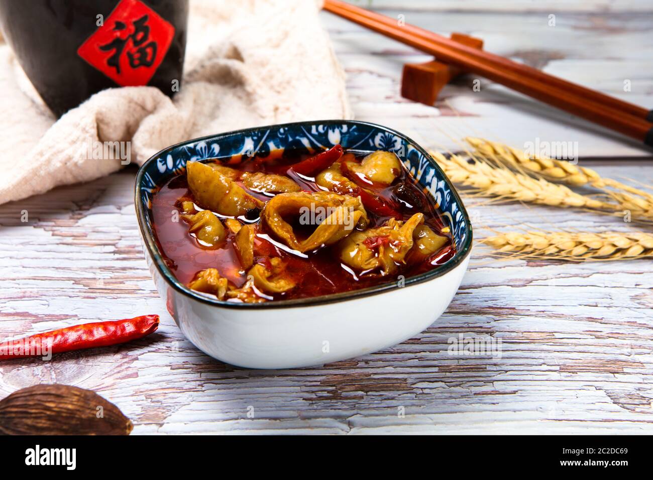 Red oil fatty intestine Stock Photo - Alamy