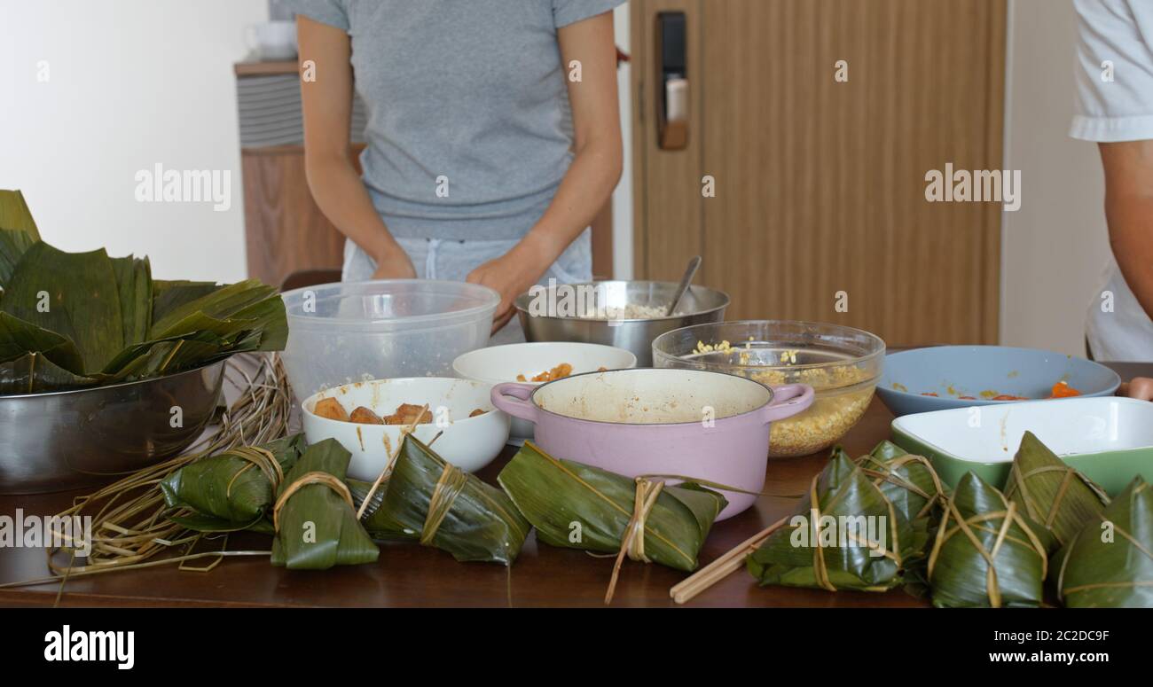 Make rice dumpling at home together Stock Photo - Alamy