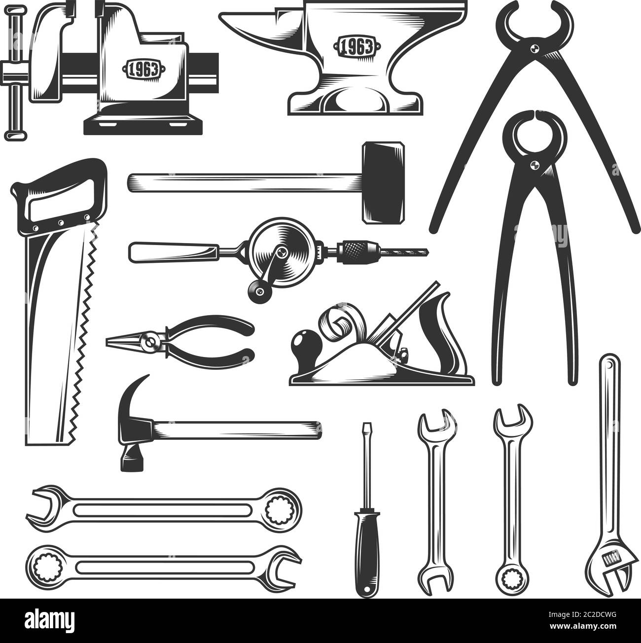 Tools pliers hammer screwdriver Stock Vector Images - Alamy