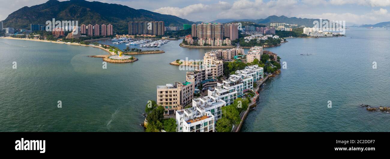 Tuen Mun, Hong Kong 16 May 2019: Aerial view of Hong Kong gold coast ...