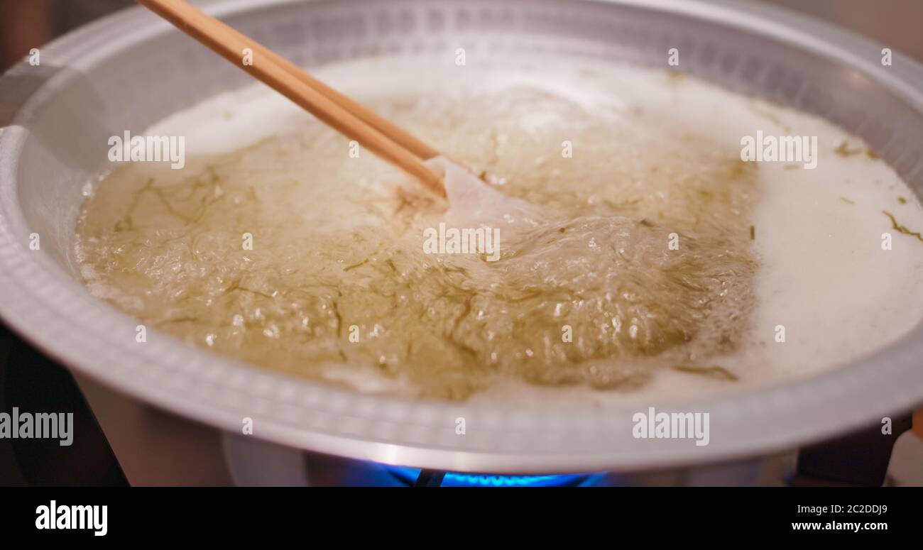 Japanese shabu shabu in restaurant Stock Photo - Alamy