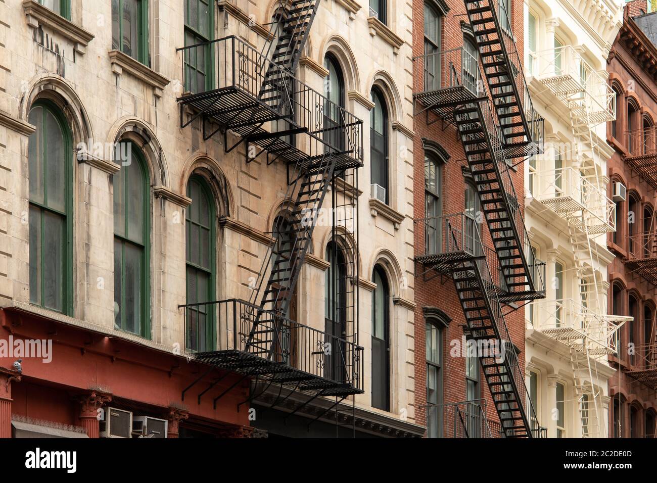 New York City / USA - JUN 27 2018: Old colorful classic buildings ...