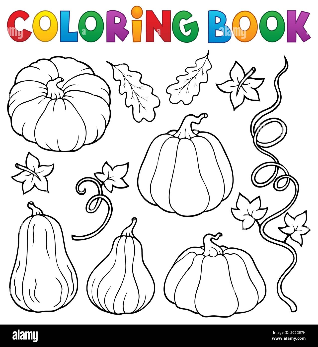 Coloring book pumpkins collection 1 - picture illustration Stock Photo ...
