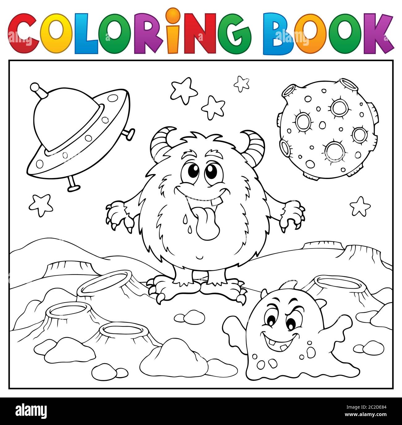 Coloring book monsters in space theme 1 - picture illustration Stock ...