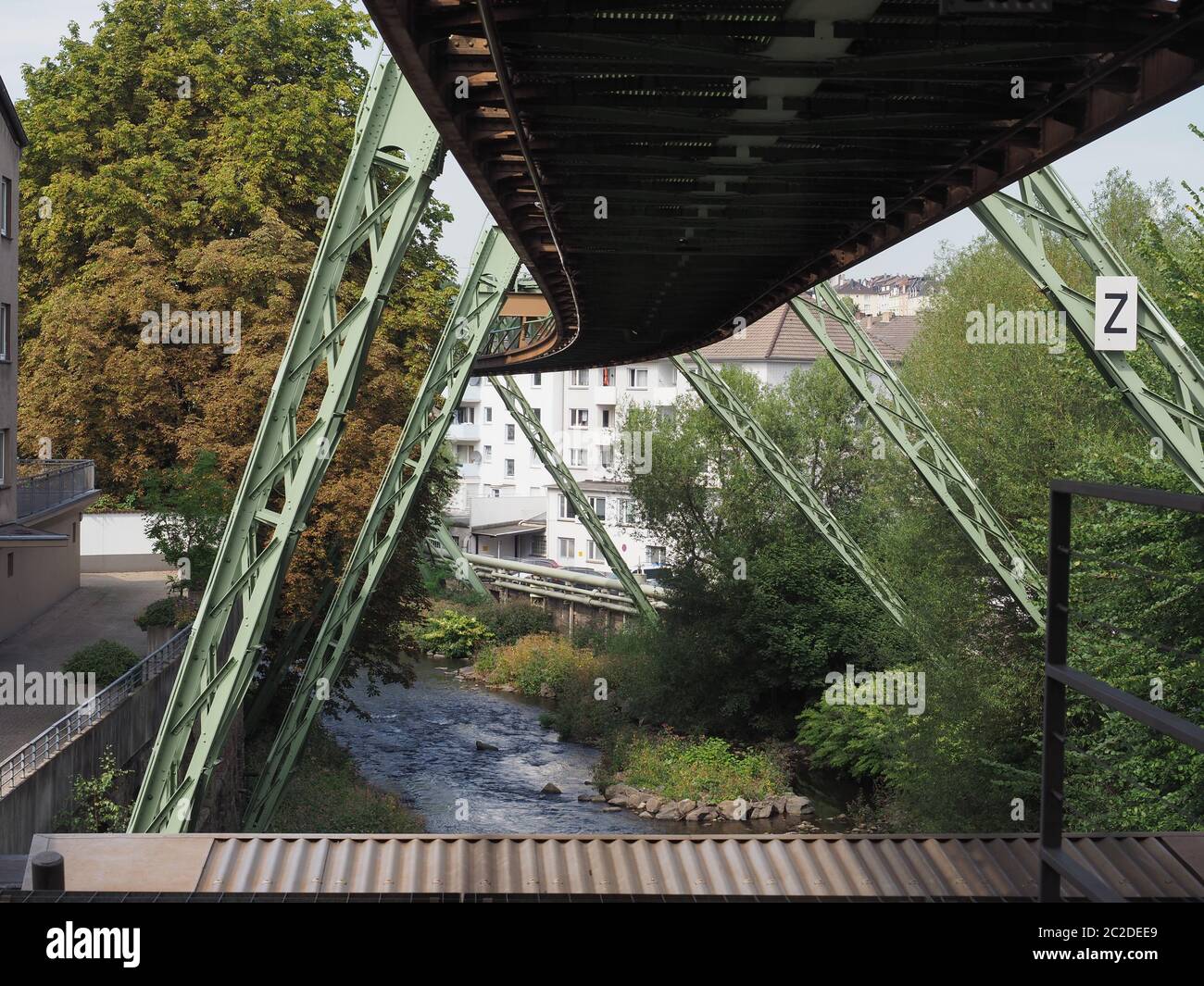 Wuppertaler Schwebebahn (meaning Wuppertal Suspension Railway) above ...