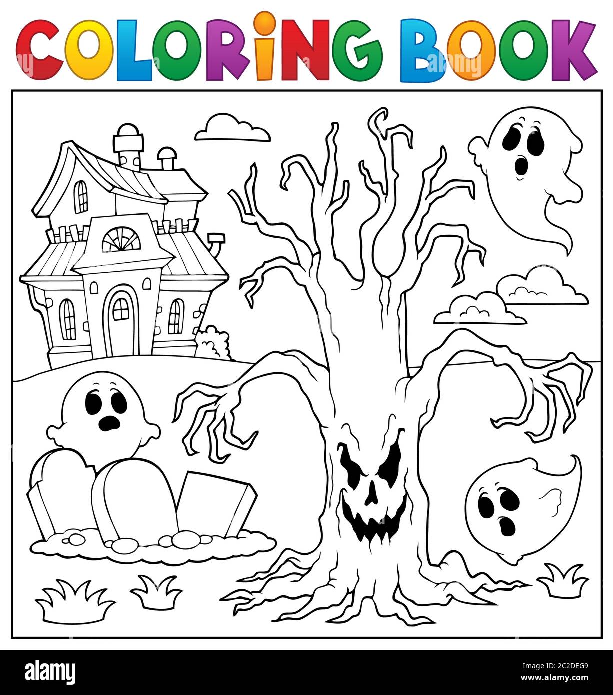 Coloring book spooky tree thematics 2 - picture illustration Stock ...