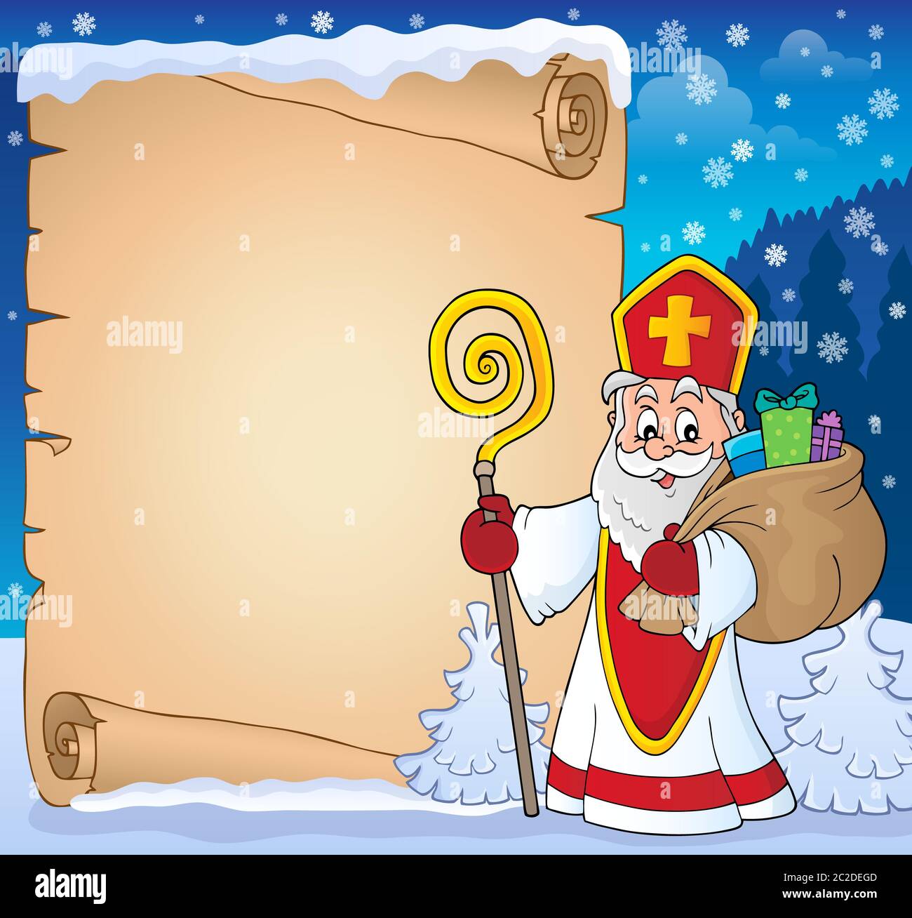 Saint Nicholas topic parchment 8 - picture illustration Stock Photo - Alamy