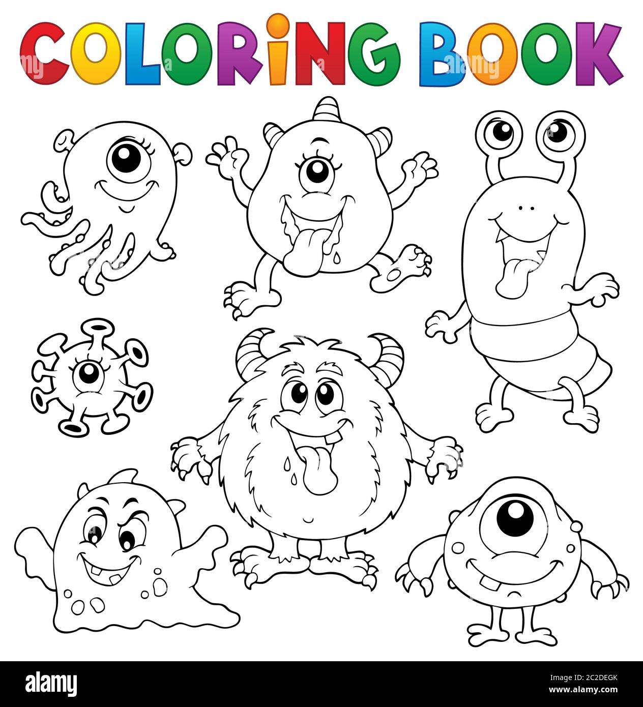 Coloring book monsters theme set 1 - picture illustration Stock Photo ...