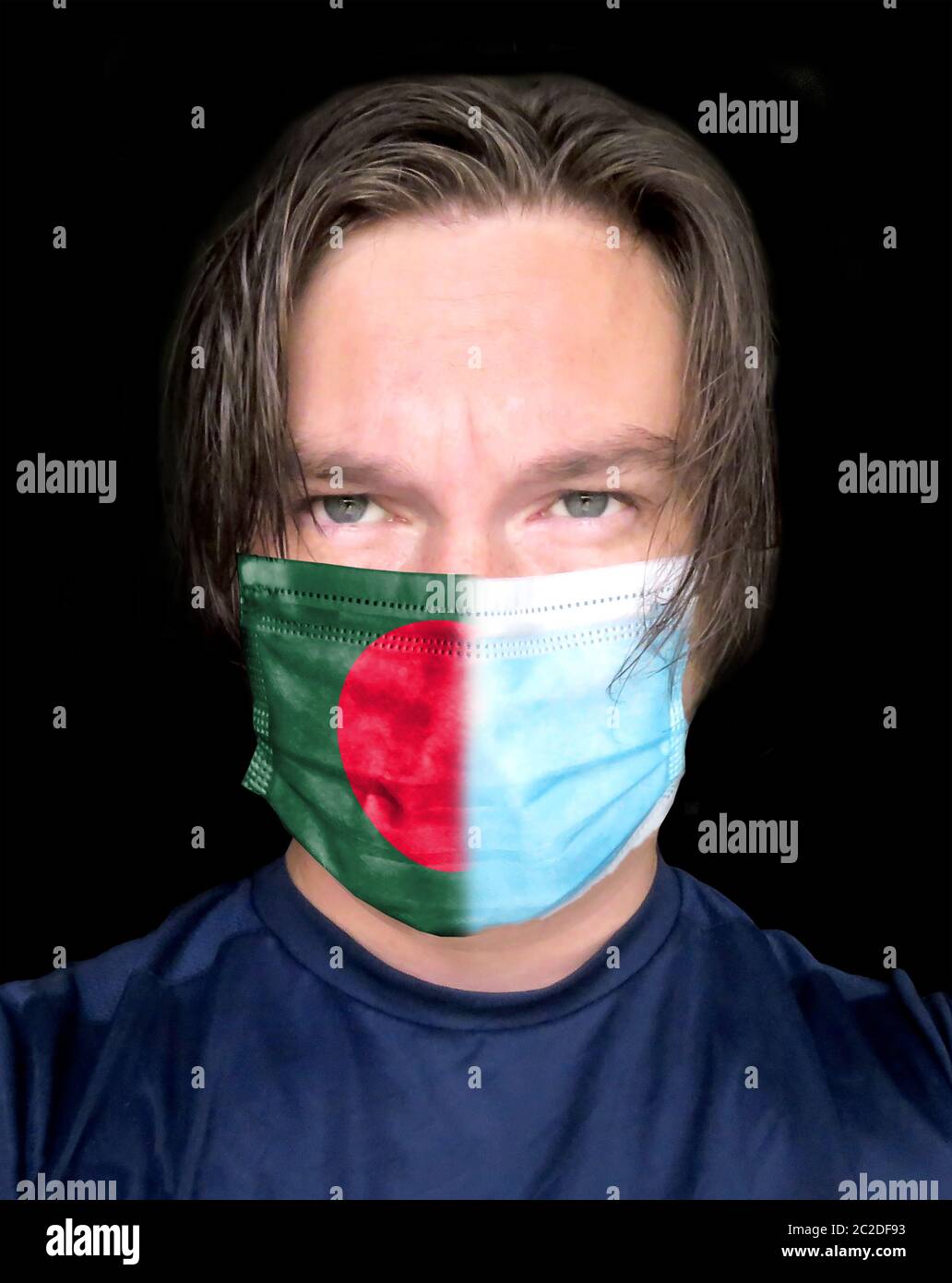 Man in medical mask with Bangladesh flag on the mask Stock Photo - Alamy