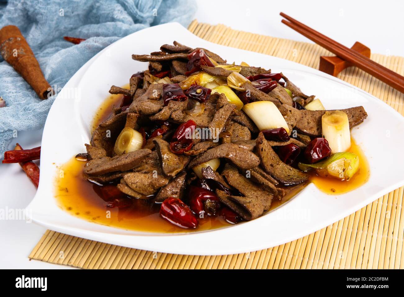 Chinese cuisine bubble pepper pork liver Stock Photo - Alamy