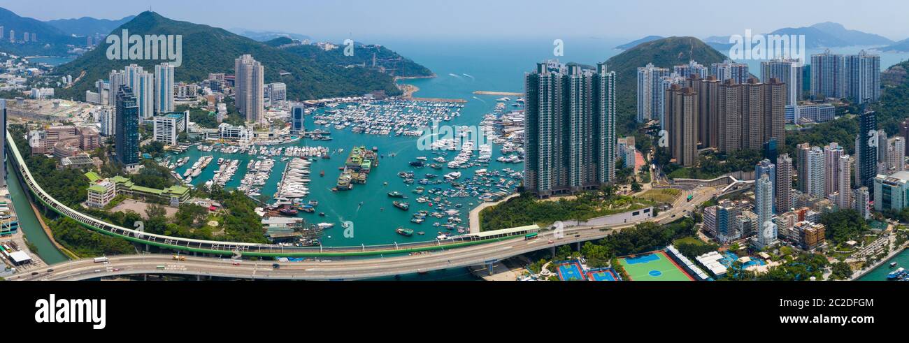 Aberdeen, Hong Kong 11 May 2019: Top view Hong Kong harbour port Stock ...