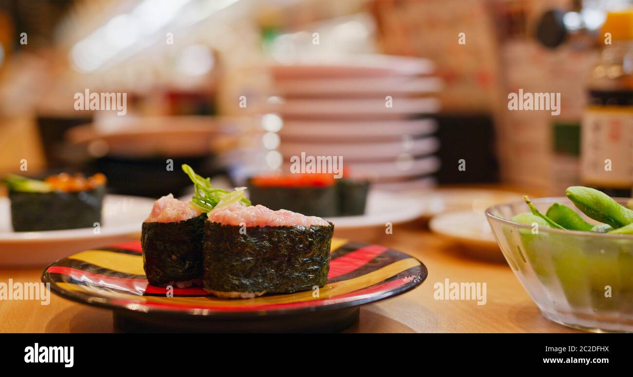 Fresh sushi sashimi in Japanese restaurant Stock Photo - Alamy