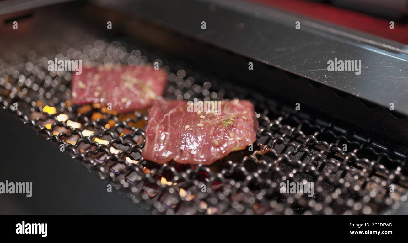 Japanese style meat barbecue at restaurant Stock Photo - Alamy