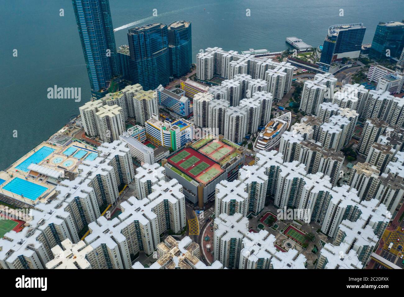 Hung Hom, Hong Kong 15 May 2019: Top view of Hong Kong residential ...