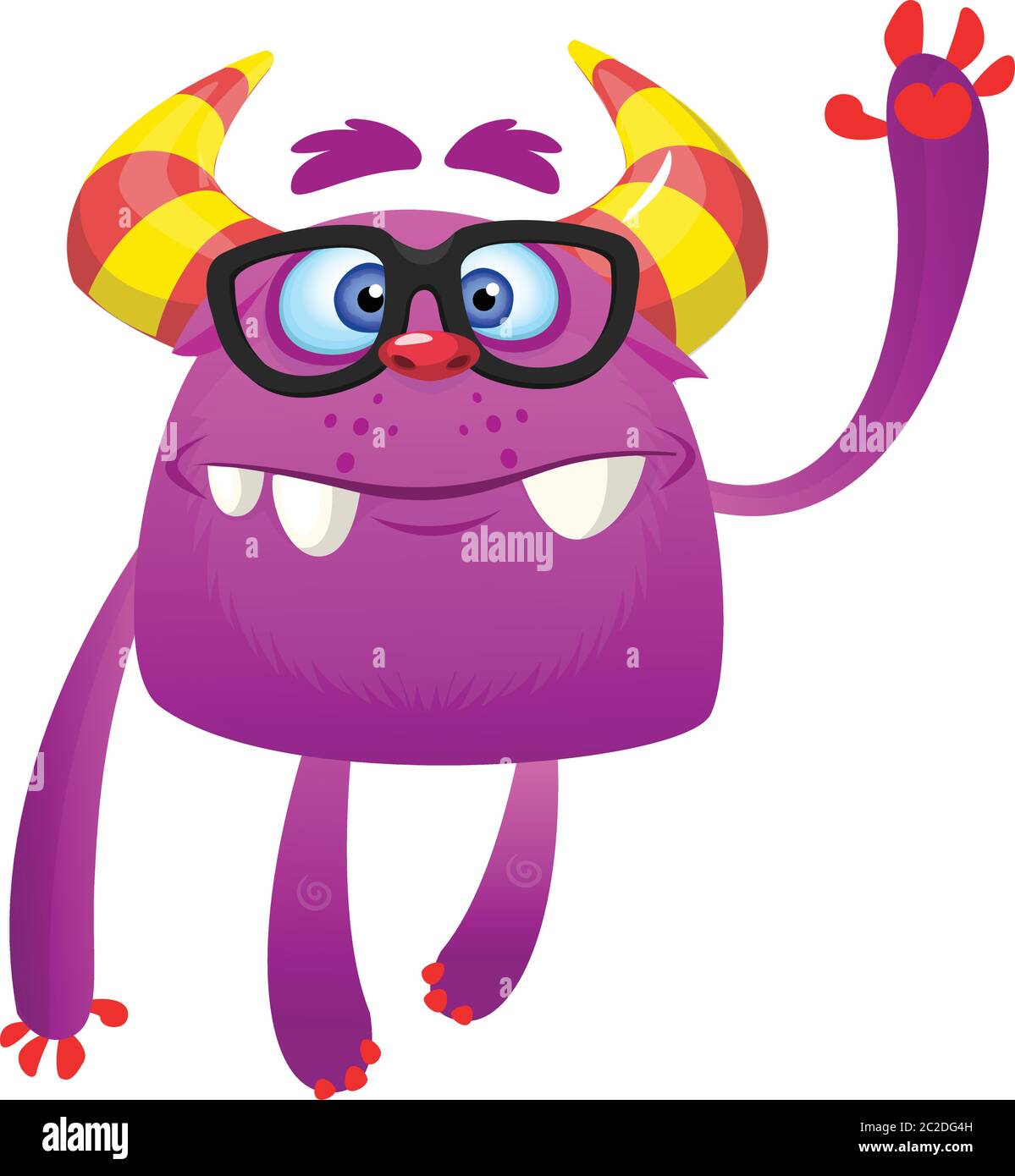 Cartoon smart monster wearing glasses. Vector illustration isolated ...