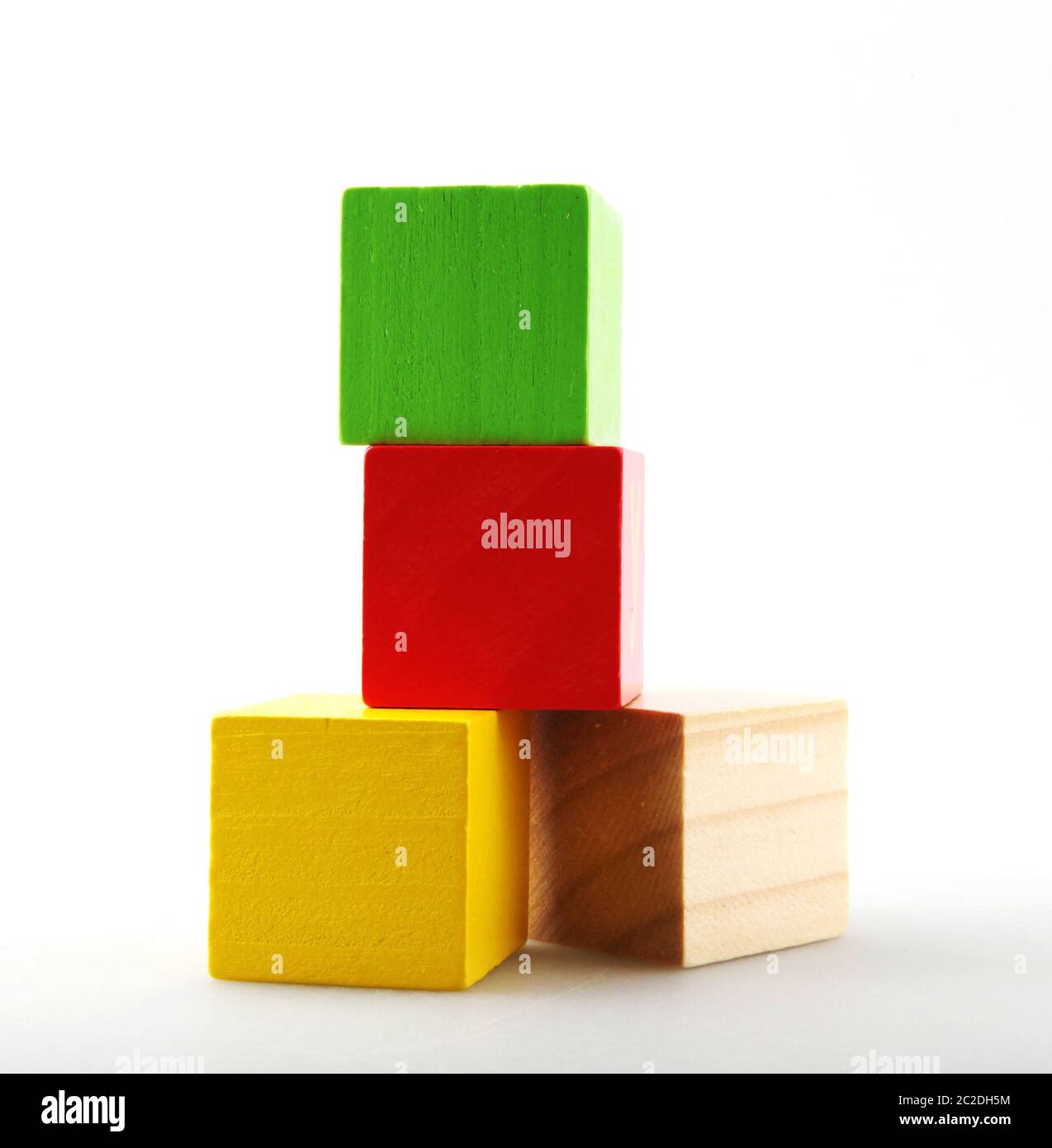 Wooden Building Blocks Isolated On White Background Stock Photo - Alamy