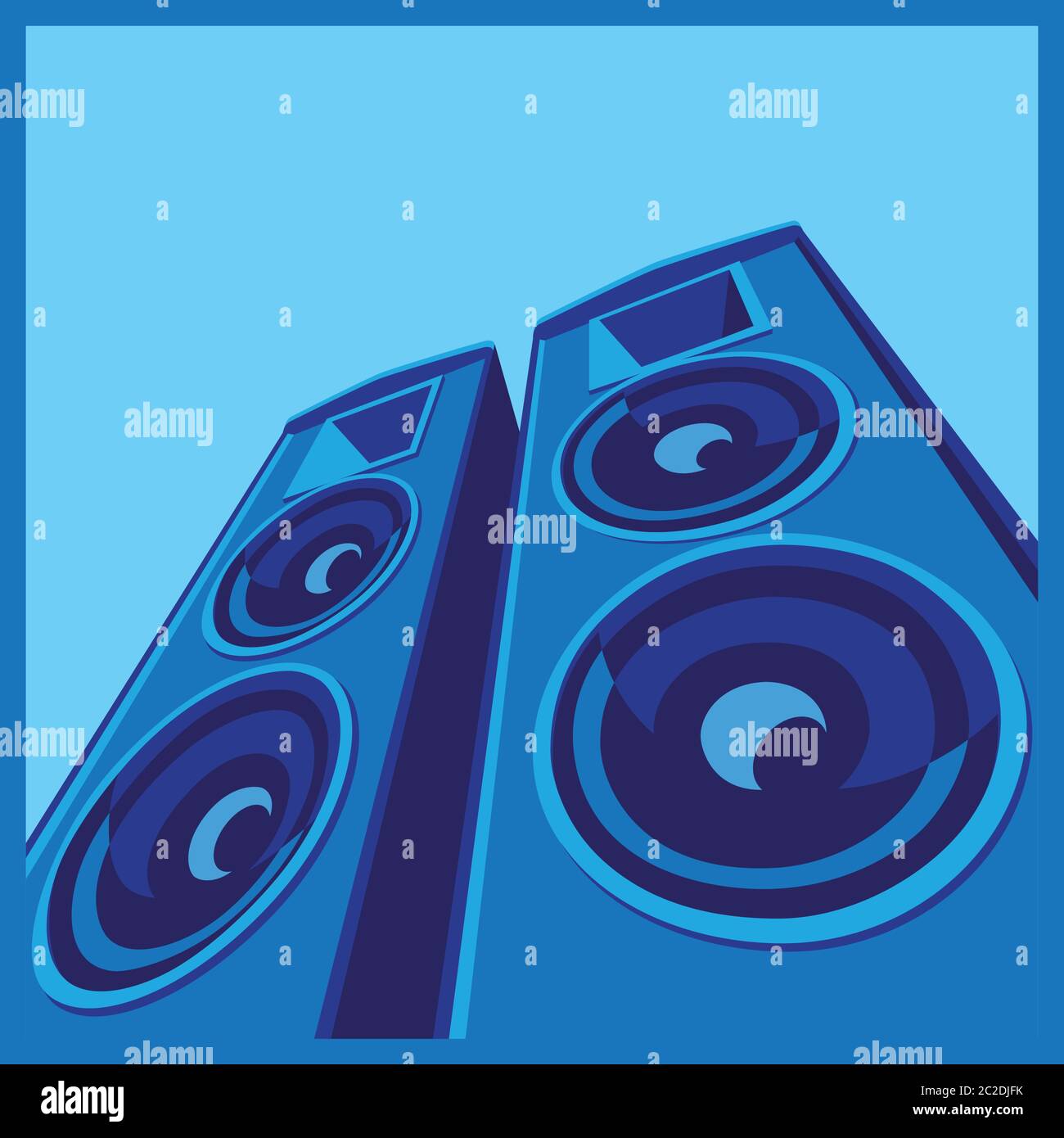 stylized vector illustration on the theme of music and sound. powerful ...